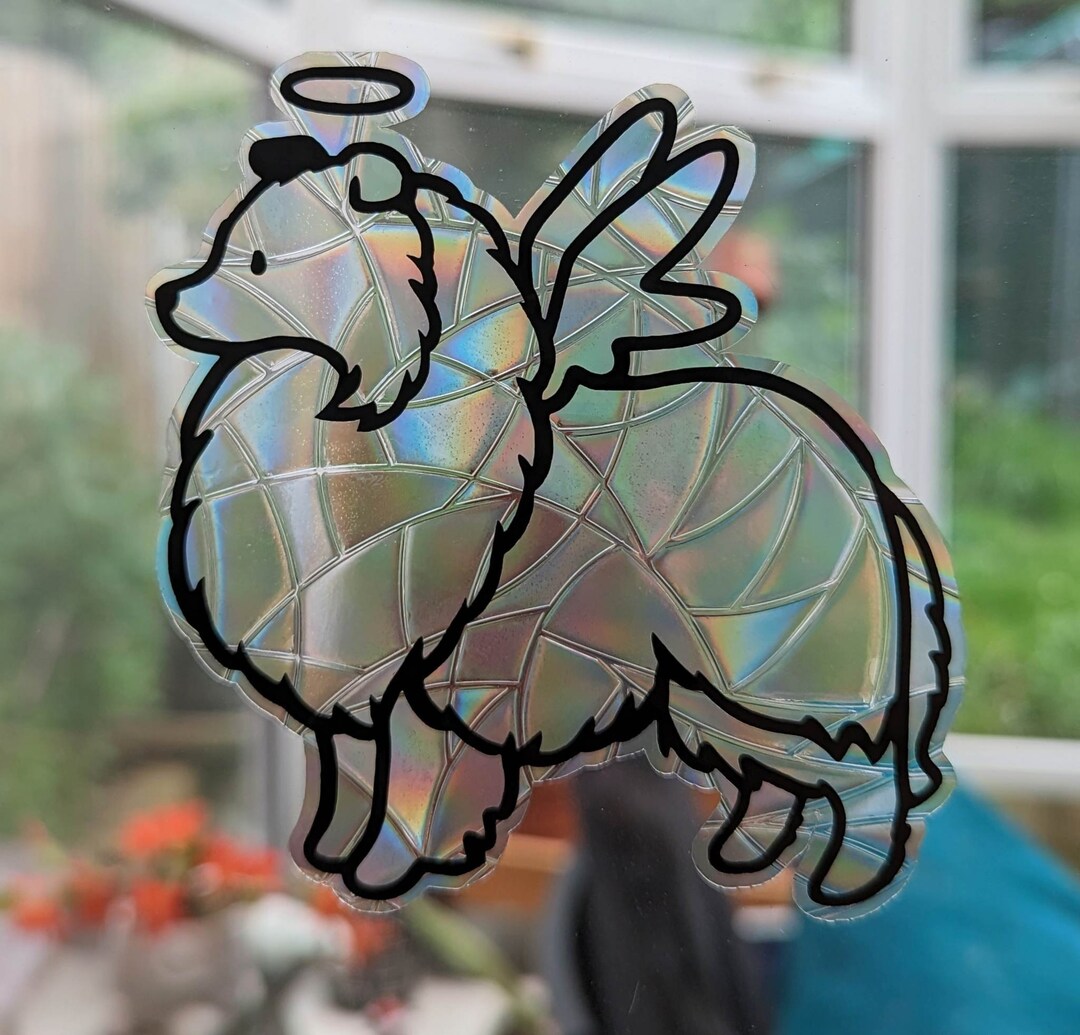 Angel Sheltie Vinyl Window Cling | Sun Catcher | Gift Idea | Dog Design ...