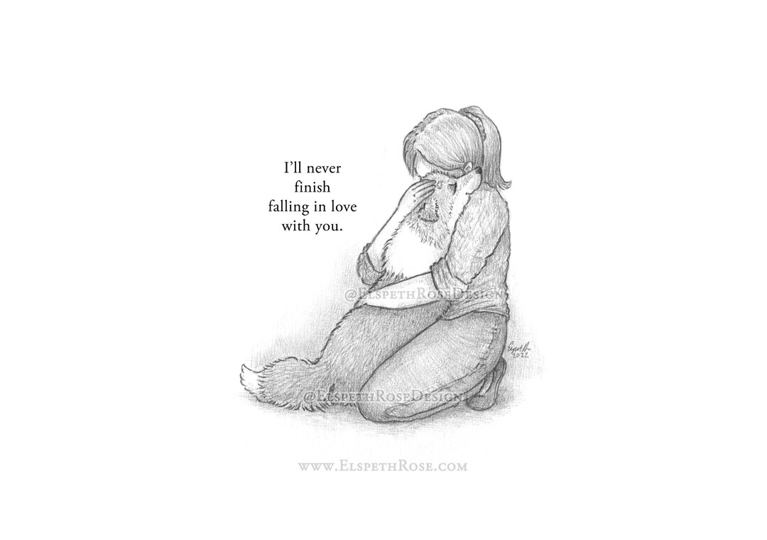 Falling in Love 8x6 Mounted Open Edition Art Print Pencil Sketch ...