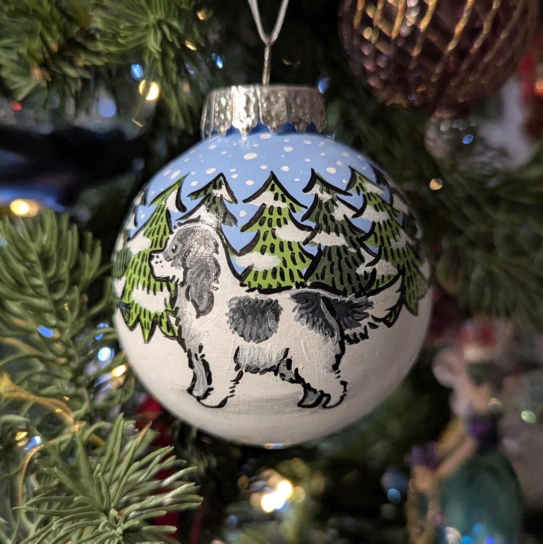 Spaniel Hand Painted Dog Christmas Bauble Ornament One-of-a-kind ...