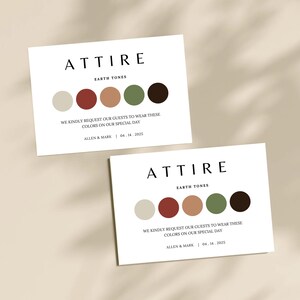 Wedding Attire Color Palette Cards Guest Invitation Color Scheme - Etsy