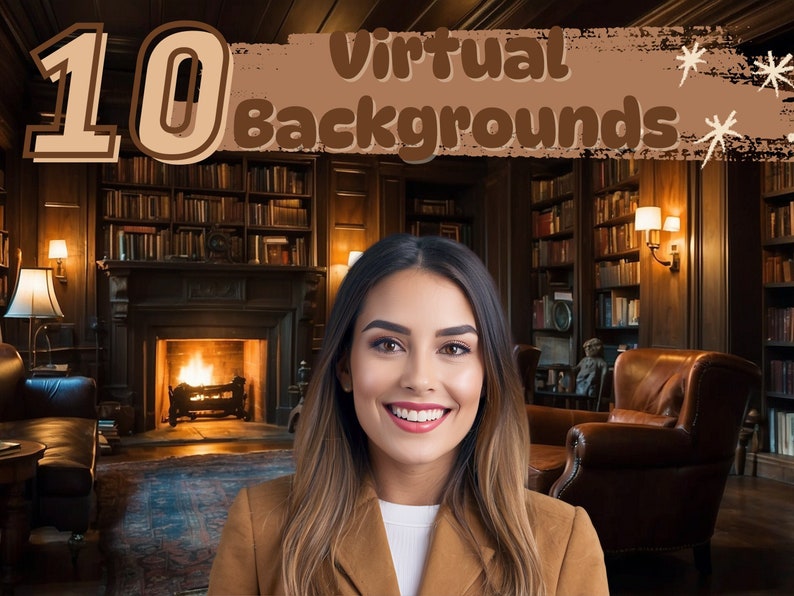 10 Dark Library Virtual Backgrounds | Desktop Wallpaper | Zoom Meeting ...