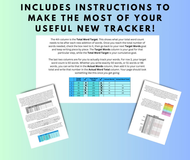 Printable Word Count Tracker for Writing 3000 Words in 30 Small and ...
