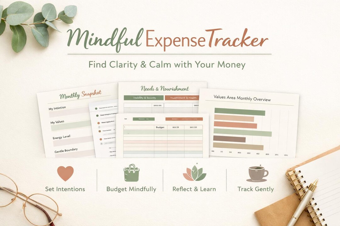 Mindful Expense Tracker | Simple Budget Spreadsheet for Excel & Google ...