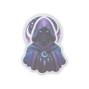 Mystical Hooded Cloak Sticker Enigmatic Faceless Figure in Glowing ...