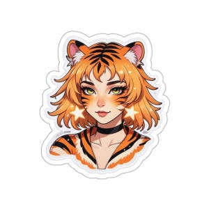 Zara Ember Tiger Sticker Fierce Celestial Tiger Spirit, Bold Orange ...