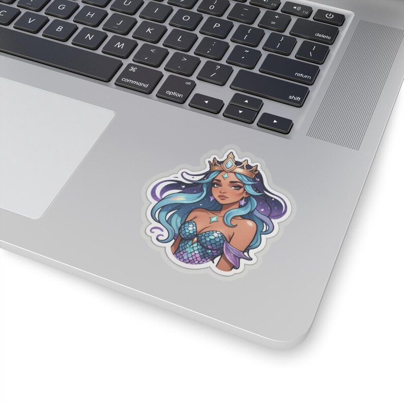 Celestial Mermaid Sticker Blue Galaxy Crown Princess With Scales ...