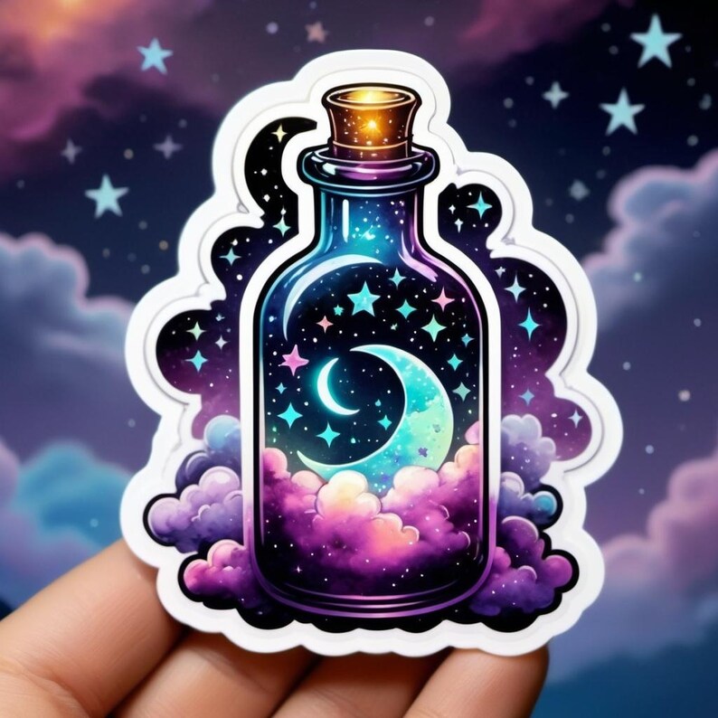 Celestial Potion Bottle Sticker - Galaxy Dreamscape - Etsy