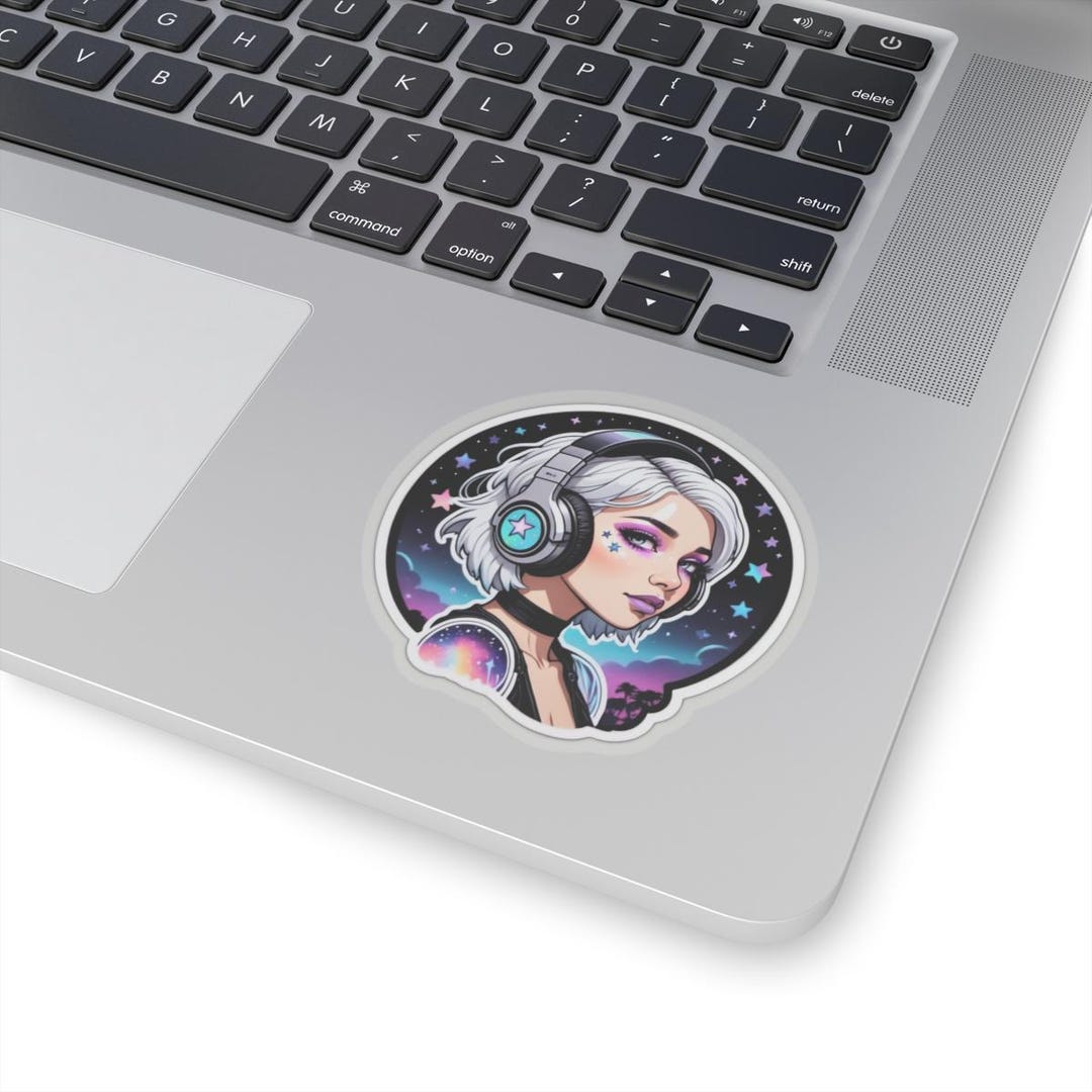 Galactic Rave Girl Celestial DJ Sticker Funky Vinyl Decal for Djs ...