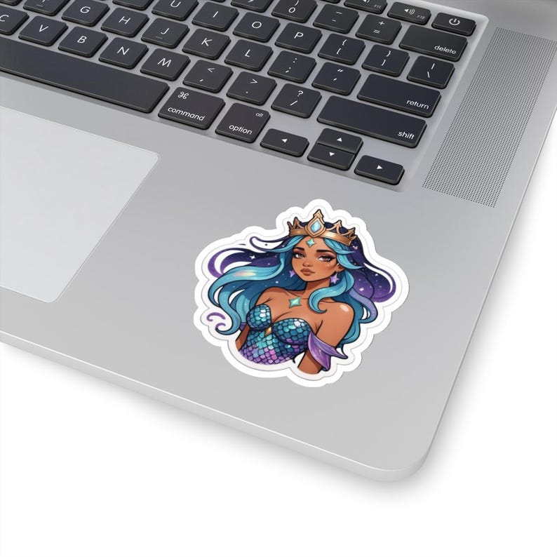 Celestial Mermaid Sticker Blue Galaxy Crown Princess With Scales ...