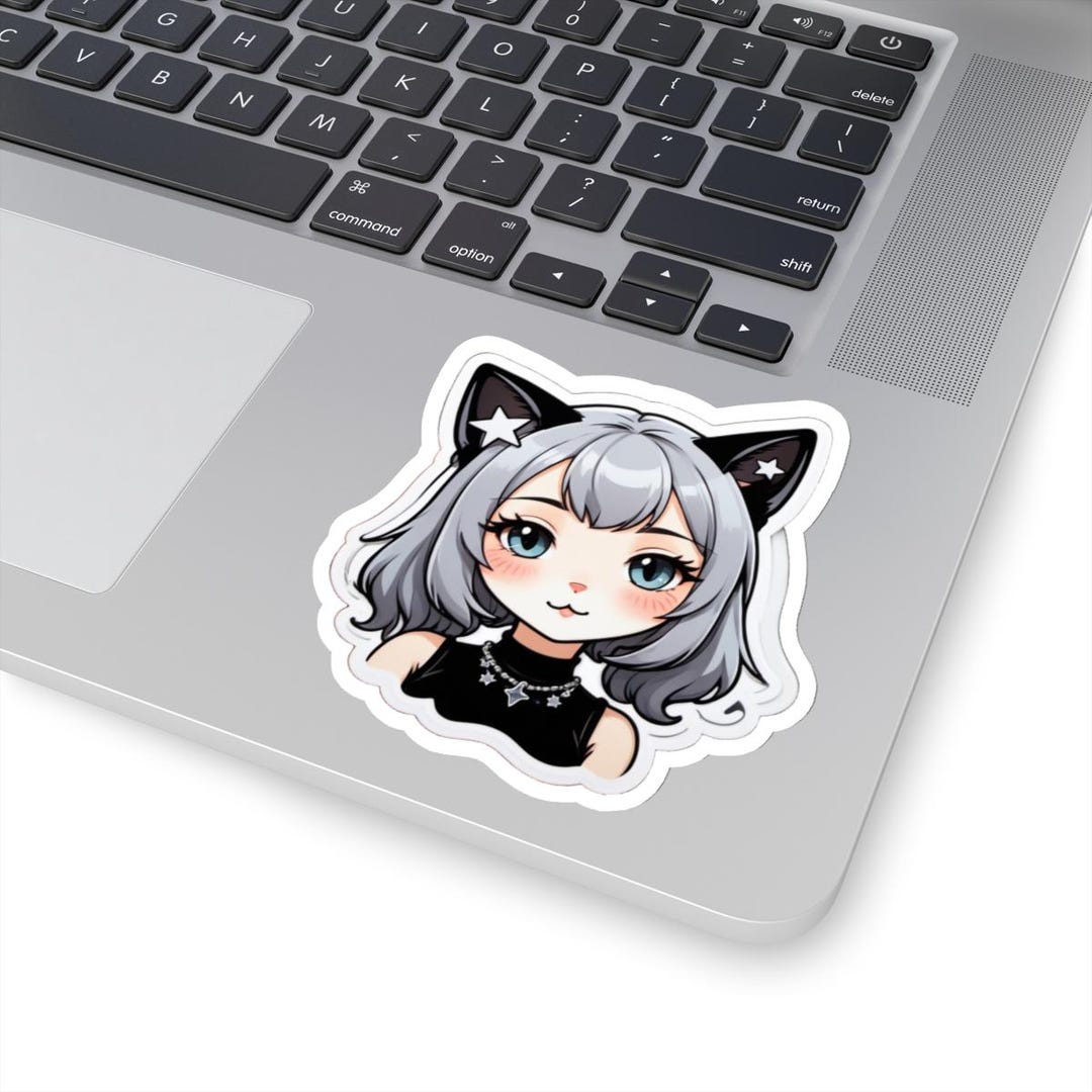 Silver Cat Girl Sticker Starry Kawaii Aesthetic Anime Art - Etsy