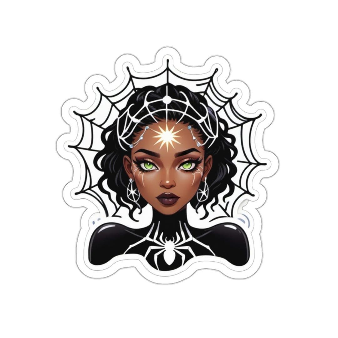 Arachne Sticker, Celestial Spider Queen, Mystical Web Goddess With ...