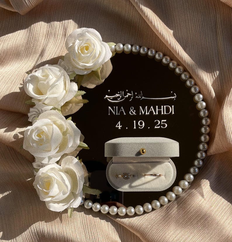 Islamic Nikkah Ring Tray Pearl Custom Arabic Engagement Wedding Gift - Etsy