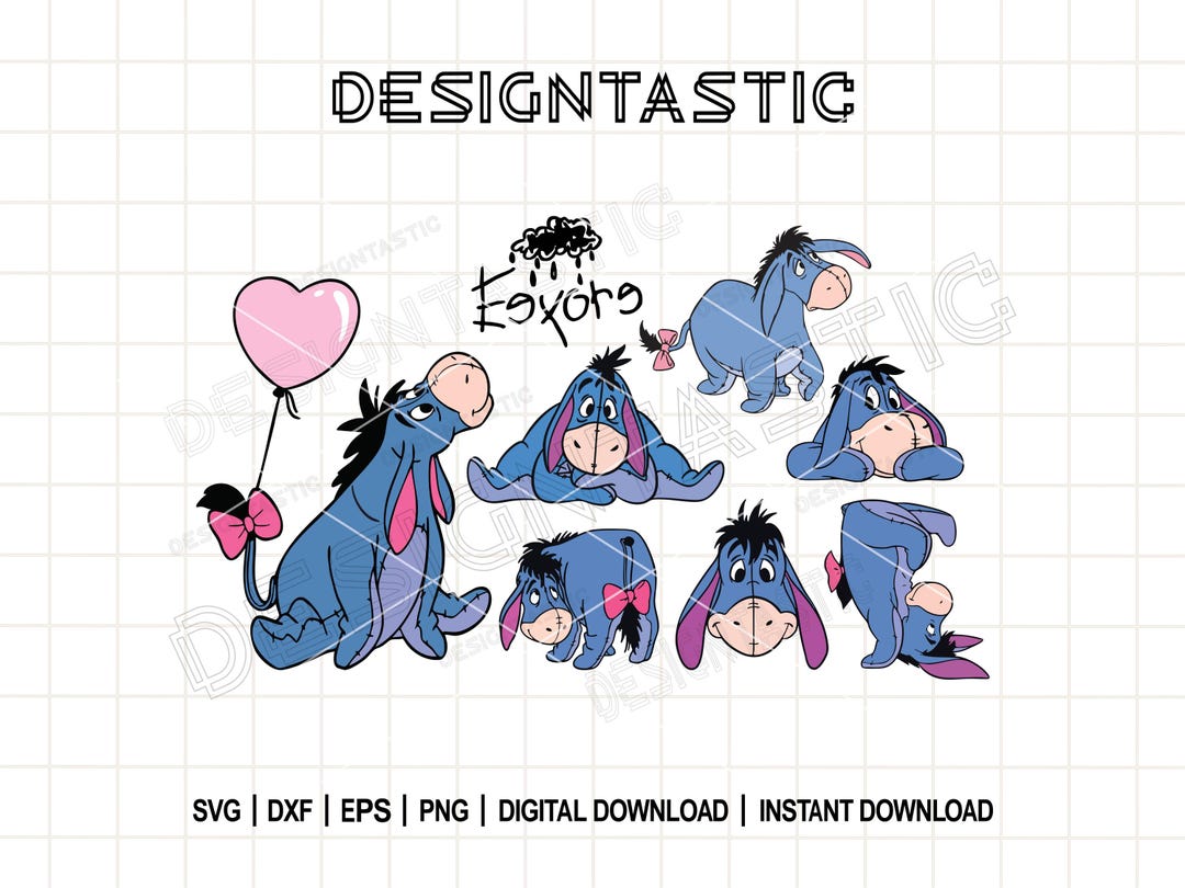 Eeyore Cliparts Bundle SVG, Eeyore Cartoon Character, Eeyore Clipart ...