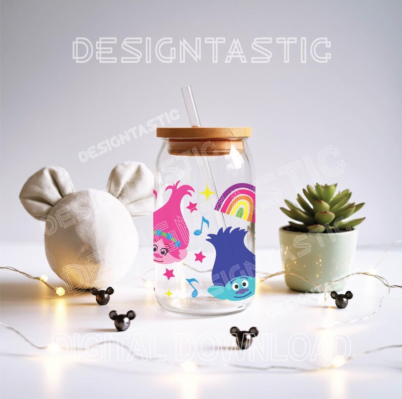 Trolls Poppy Branch Svg, Cute Libbey Cup Wrap for 16oz Cups, Fun Coffee ...