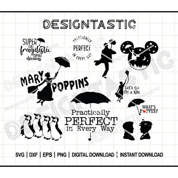Mary Poppins Svg - Etsy Australia