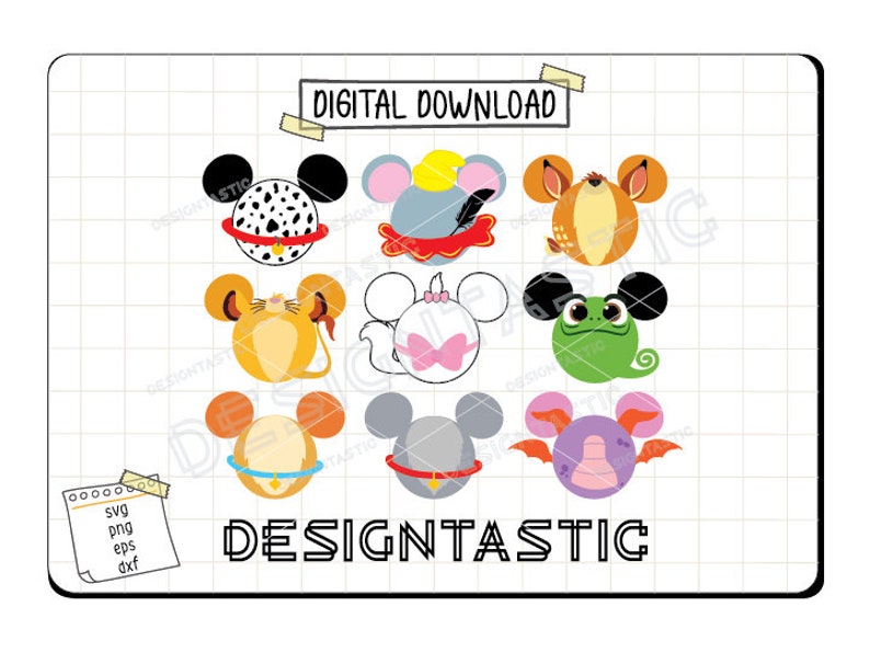 Classic Animals Mouse Ears Bundle SVG Tales Timothy Svg Pascal Ears Svg ...