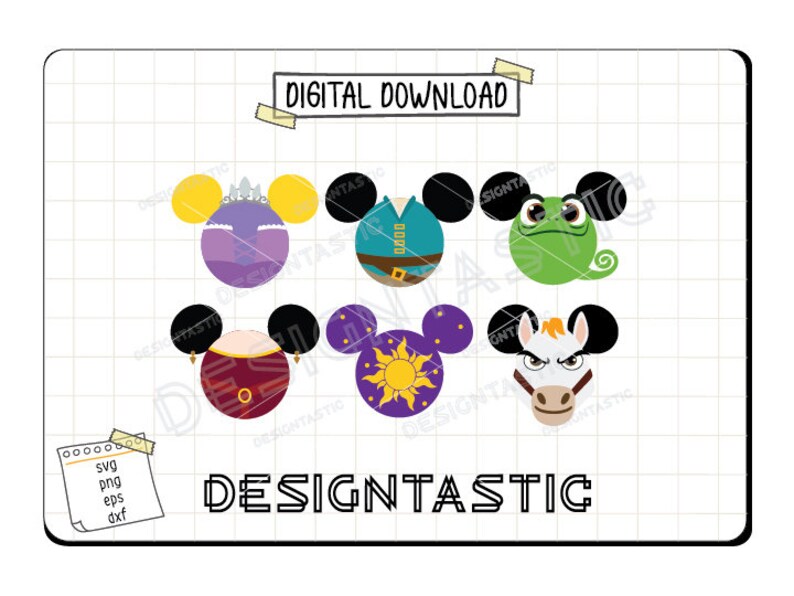 Tangled Mouse Ears Bundle SVG, Rapunzel Ears Svg, Pascal Ears Svg ...