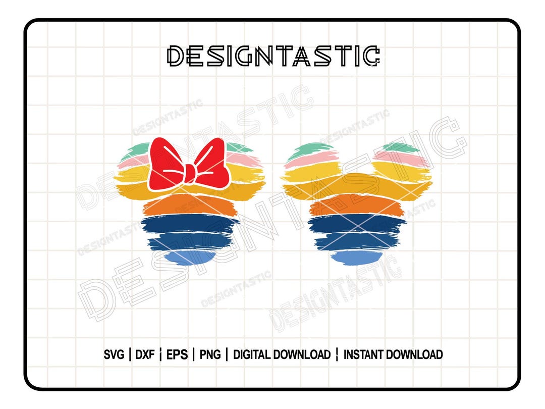 Painted Mouse Ears SVG, Mouse Head Rainbow, Mouse Head Summer, Mouse ...