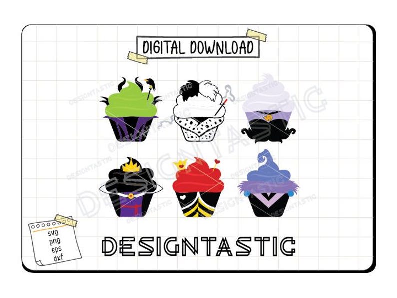 Female Villains Cupcakes Bundle SVG, Snack Svg, Birthday Svg, Villains ...