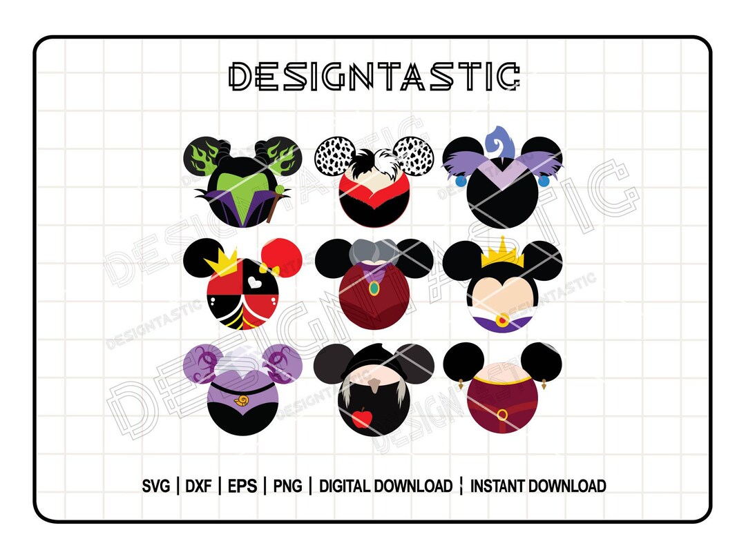 Female Villains Mouse Ears SVG Bundle, Enchanting Designs of Maleficent ...