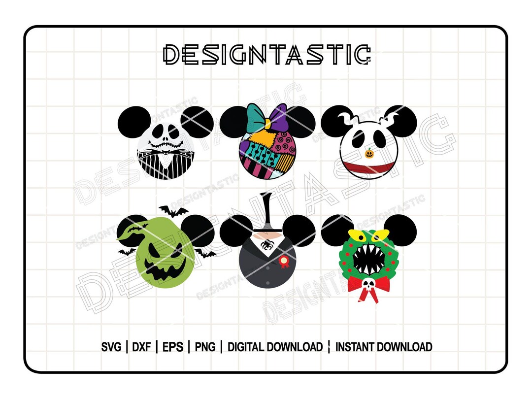 Nightmare Before Christmas Ears Bundle SVG, Jack Ears Svg, Halloween ...