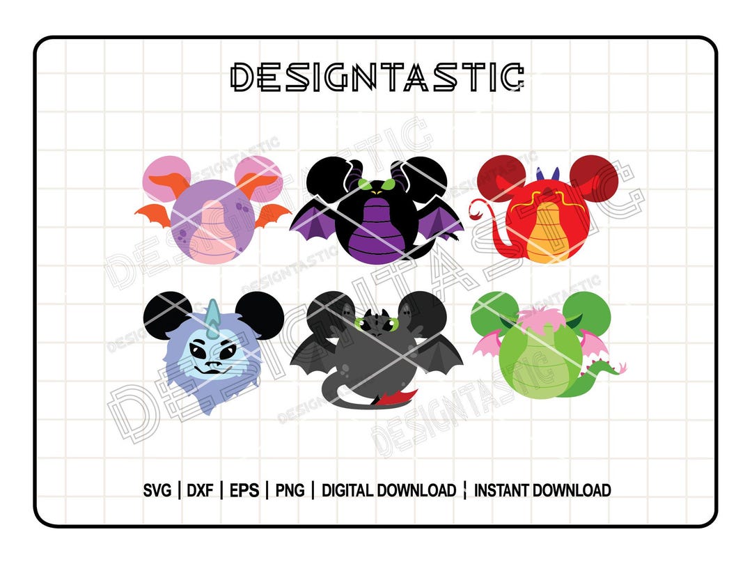 Dragons Ears Bundle SVG, Maleficent Dragon Svg, Mushu Ears, Figment ...