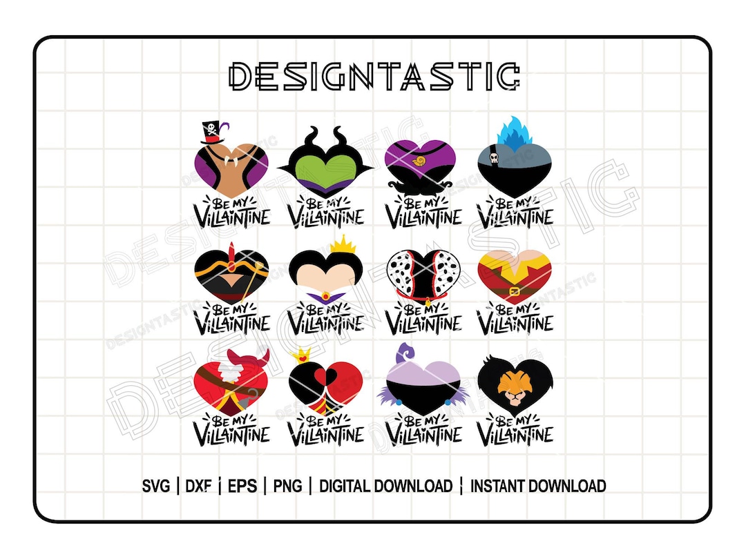 Be My Villaintine Cut File, Playful Villains Hearts Valentine SVG for ...