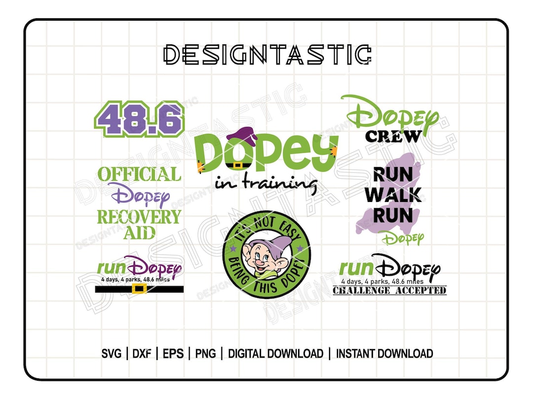 Dopey Run BUNDLE SVG, Fun Dopey PNG, 48.6 Crew, Marathon Fan Svg ...