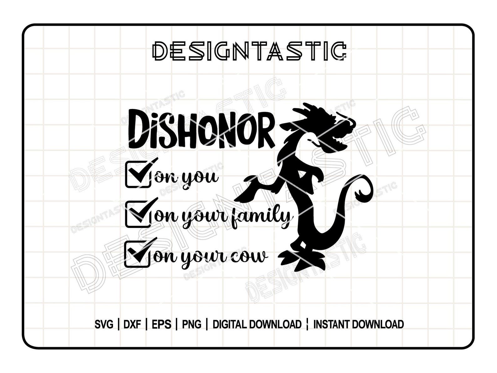 Dishonor on You Svg, Magical Quotes Svg, Mushu Quote Svg, Mulan Quote ...