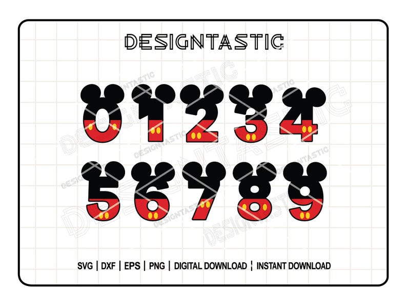 Mouse Number Bundle SVG, Mouse Ears Svg, Birthday Numbers Png, 0 ...