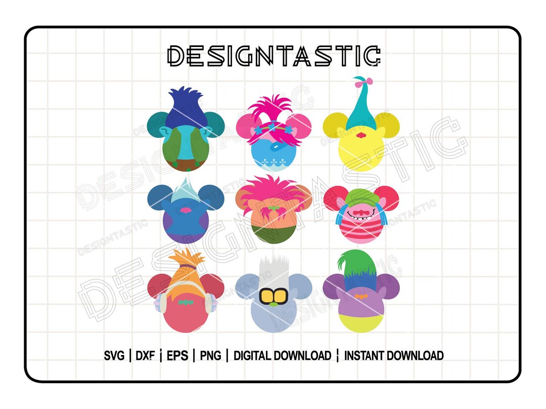 Trolls World SVG Bundle, Poppy & Friends Cut Files for Cricut, Mouse ...
