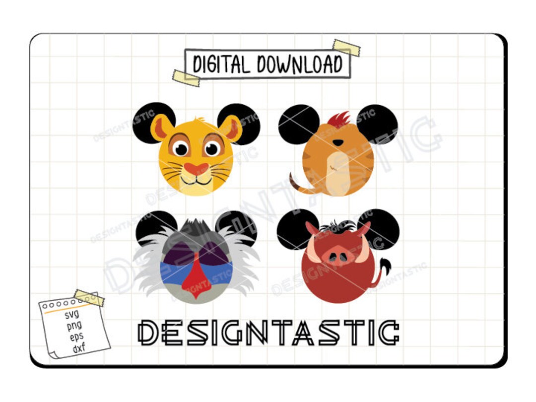 Lion King Ears Bundle SVG, Simba Ears Svg, Pumba Ears Svg, Timon Ears ...