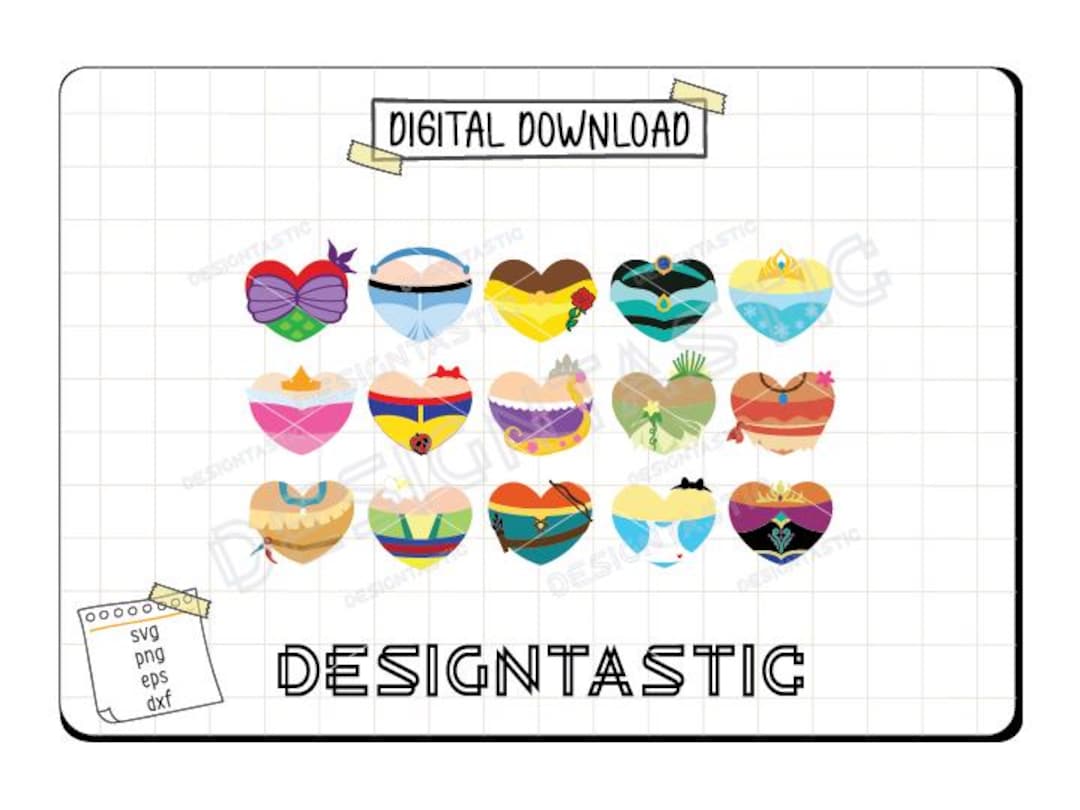 Princess Hearts Bundle SVG, Hearts Svg, Birthday Svg, Valentine Heart ...