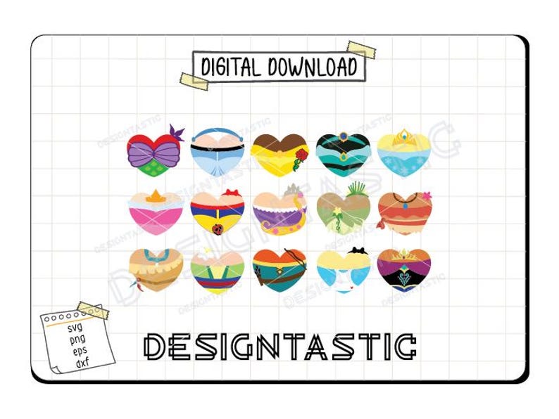 Princess Hearts Bundle SVG, Hearts Svg, Birthday Svg, Valentine Heart ...