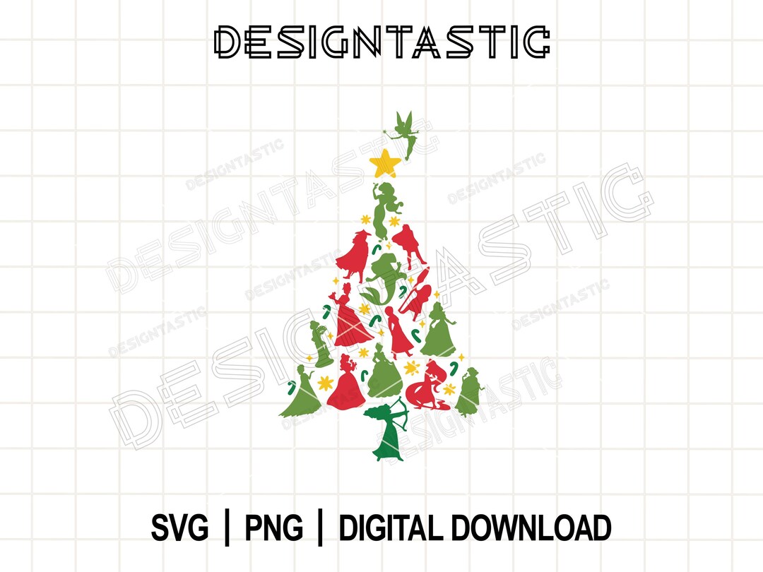 Princess Tree Svg, Princess Christmas Svg, Cartoon Christmas Svg, Fairy ...