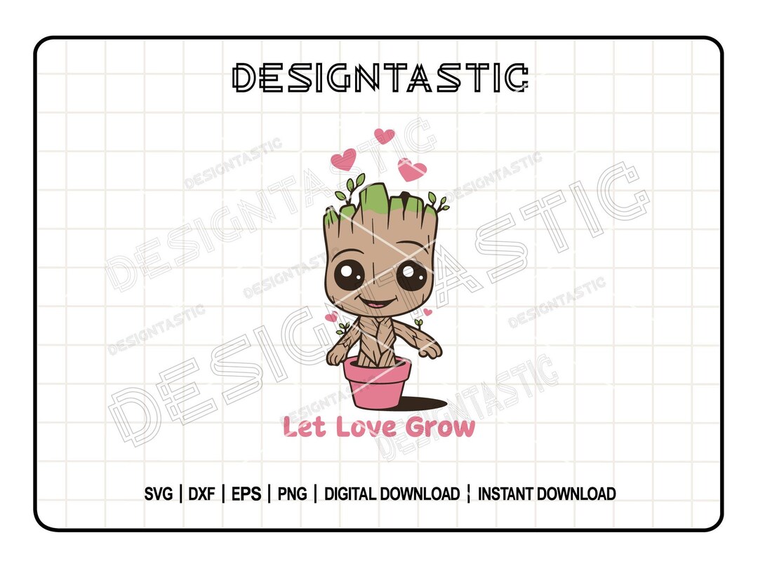 Valentines Baby Groot PNG, Pink Hearts Groot Digital Clipart, Cute ...