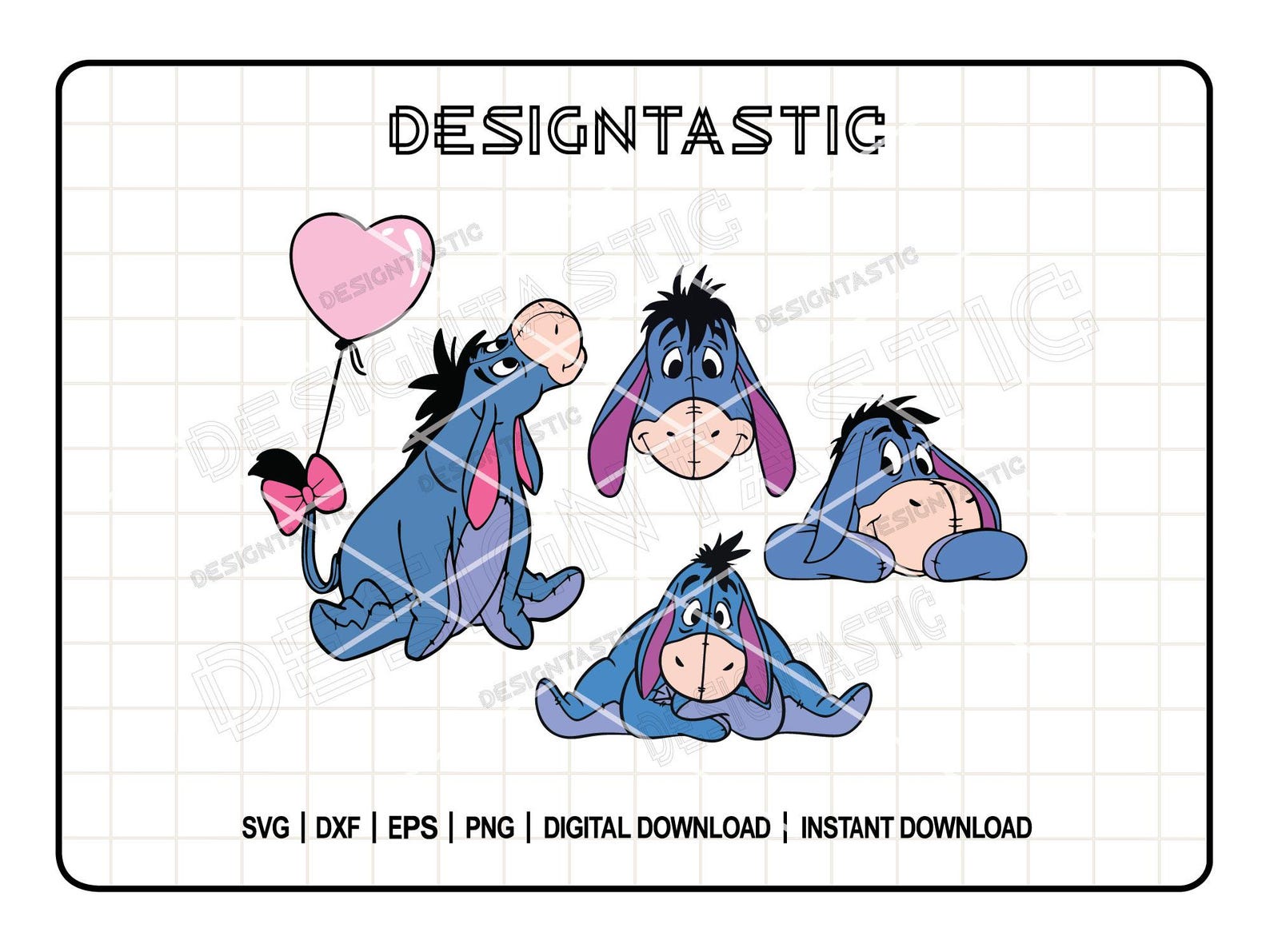 Eeyore Cliparts Bundle SVG, Eeyore Cartoon Character, Eeyore Clipart ...