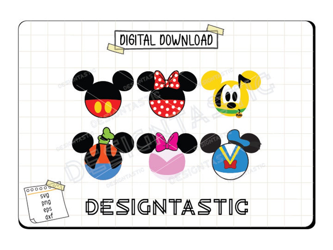 Mickey Friends Ears Bundle SVG, Minnie Ears Svg, Pluto Ears Svg, Donald ...