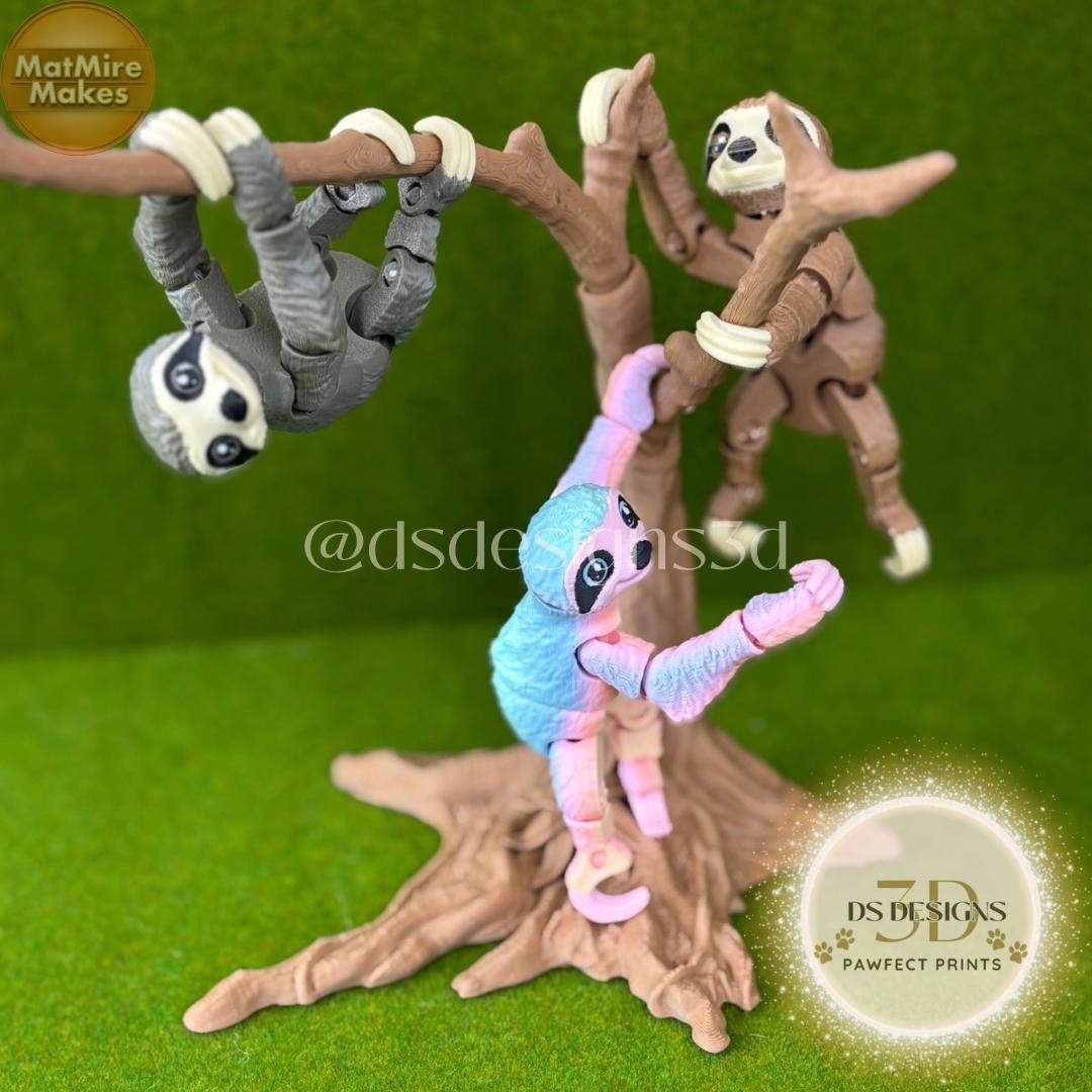 3D Printed Sloth - Flexi Articulated Sloth - Rainbow Sloth Lover ...
