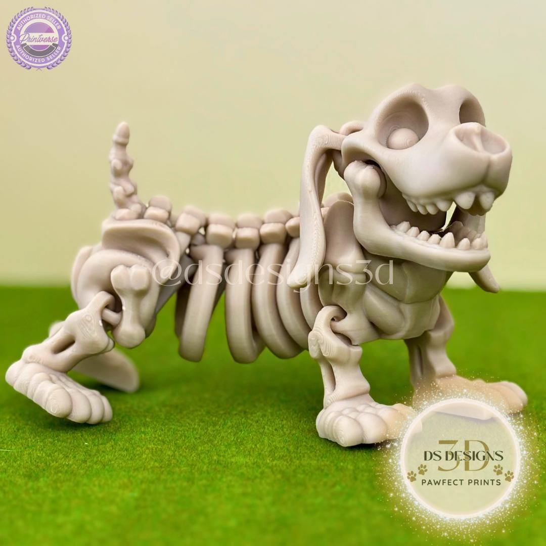 Skeleton Dog 3D Printed Skele Dog - Articulated Fidget Toy ...