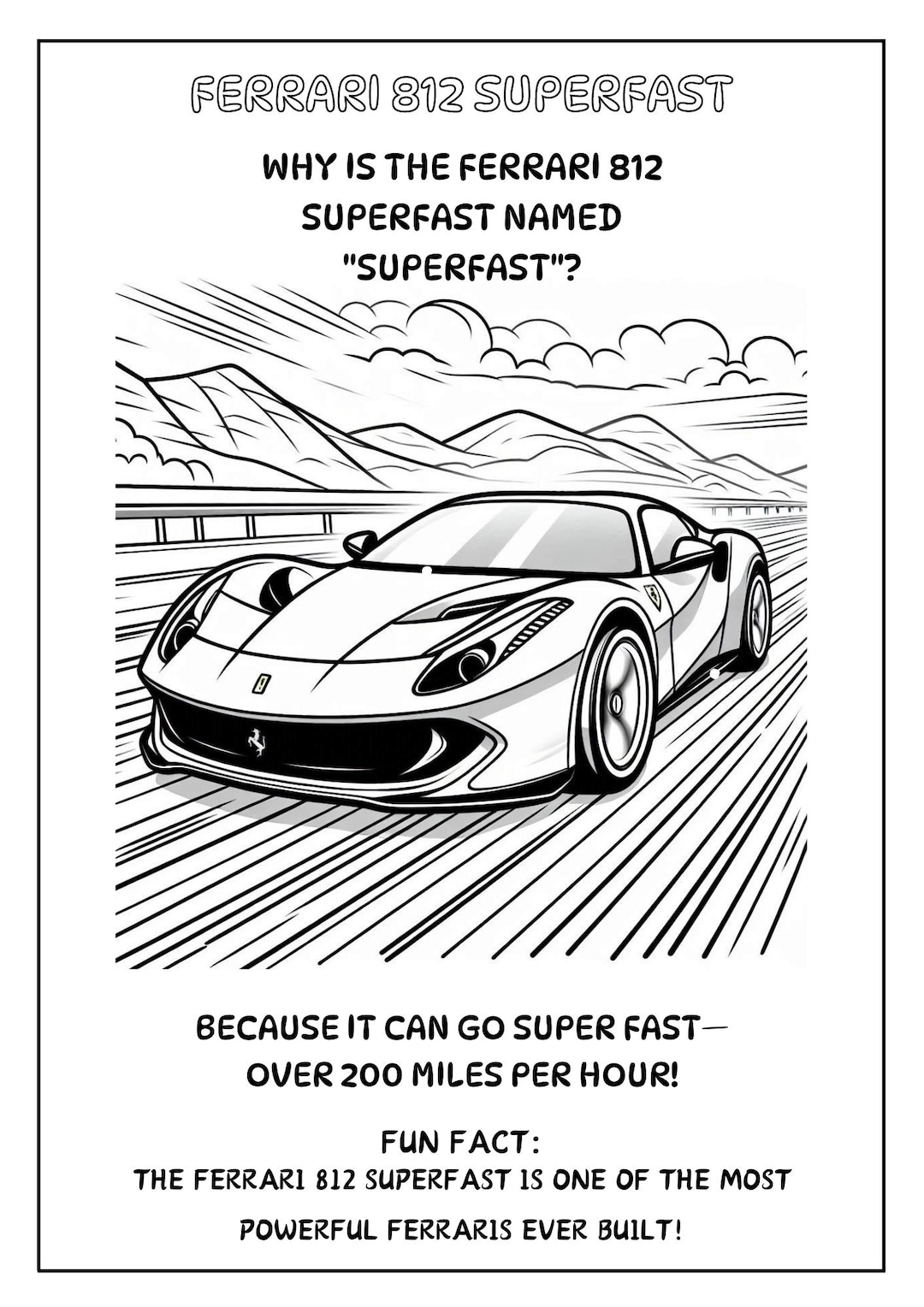 Ferrari Coloring Book for Kids and Adults - Etsy