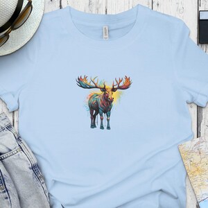 Colorful Abstract Moose T-shirt, Rainbow Moose Art Tee, Vibrant Moose ...