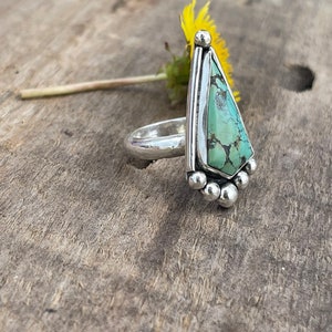 WANDER RING Sterling Silver and Turquoise Ring Southwest Boho Ring Cowgirl Ring Size 8 - Etsy