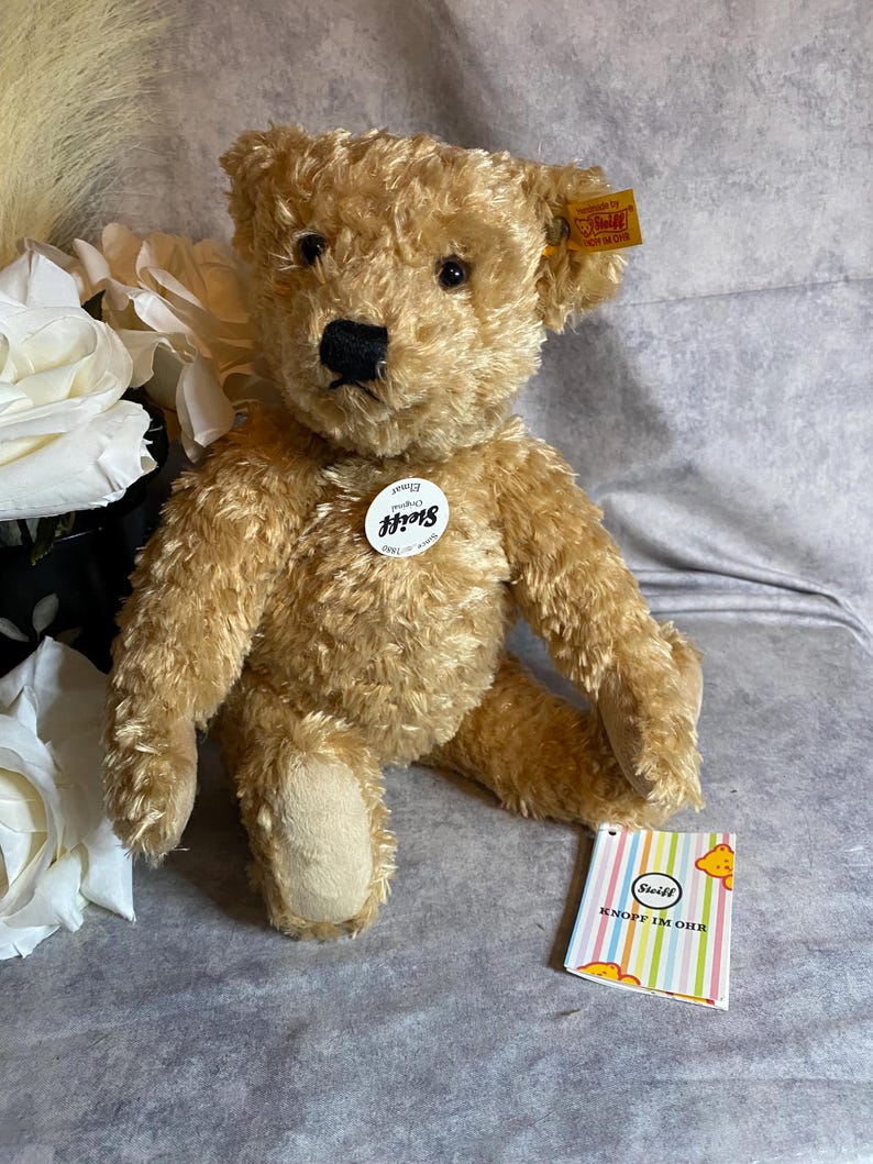 Steiff 022456 Elmar Teddy Bear Plush 13" 34cm Button & All Tags. Glass ...