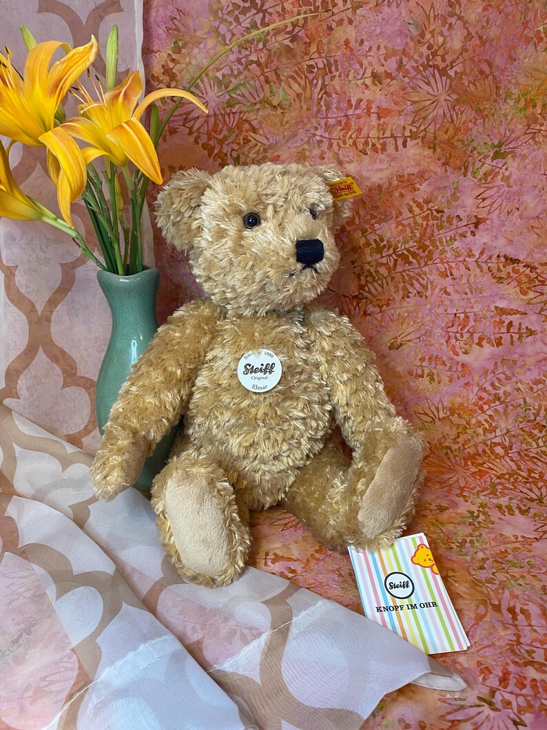 Steiff 022456 Elmar Teddy Bear Plush 13" 34cm Button & All Tags. Glass ...