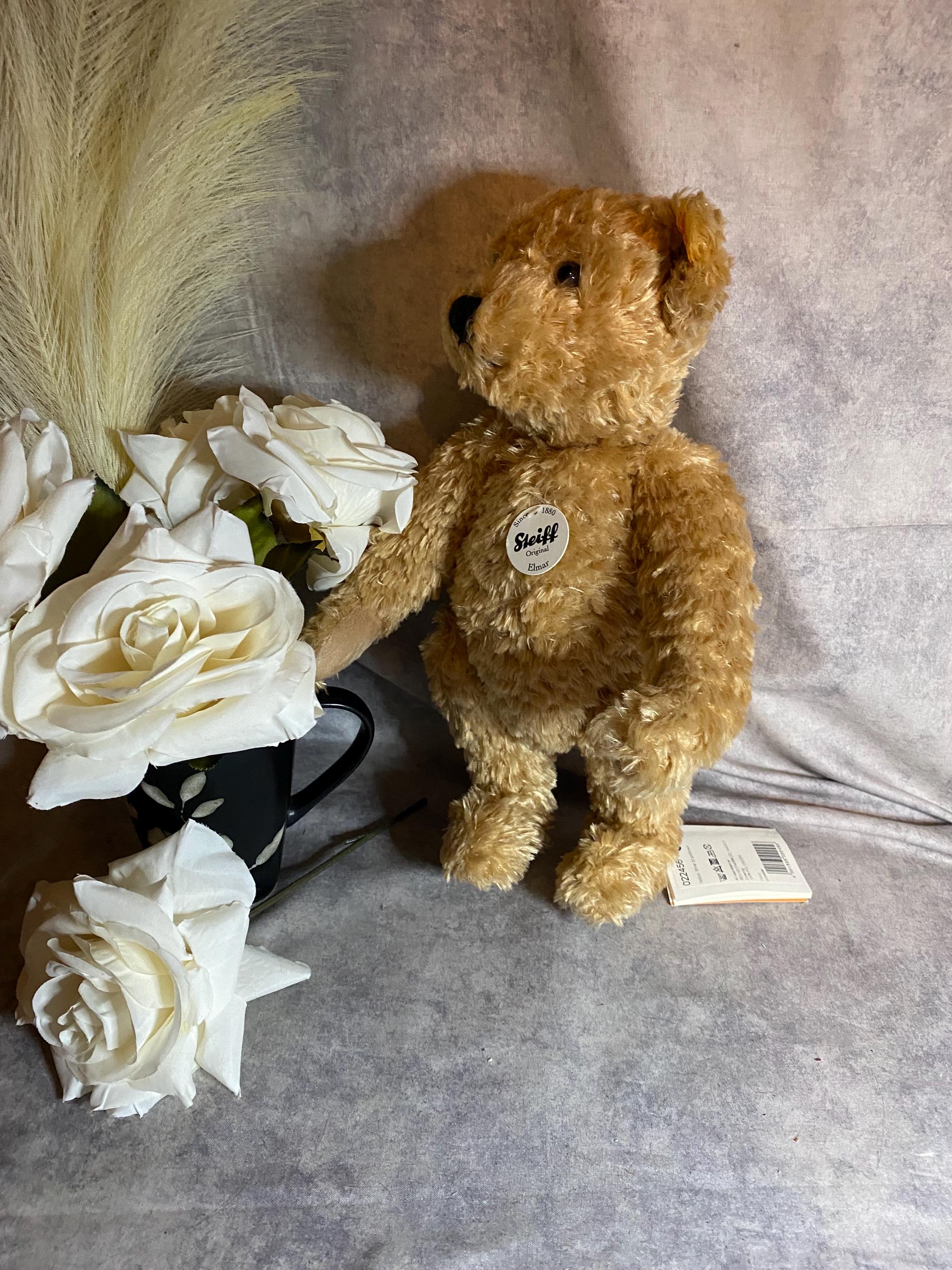 Steiff 022456 Elmar Teddy Bear Plush 13" 34cm Button & All Tags. Glass ...