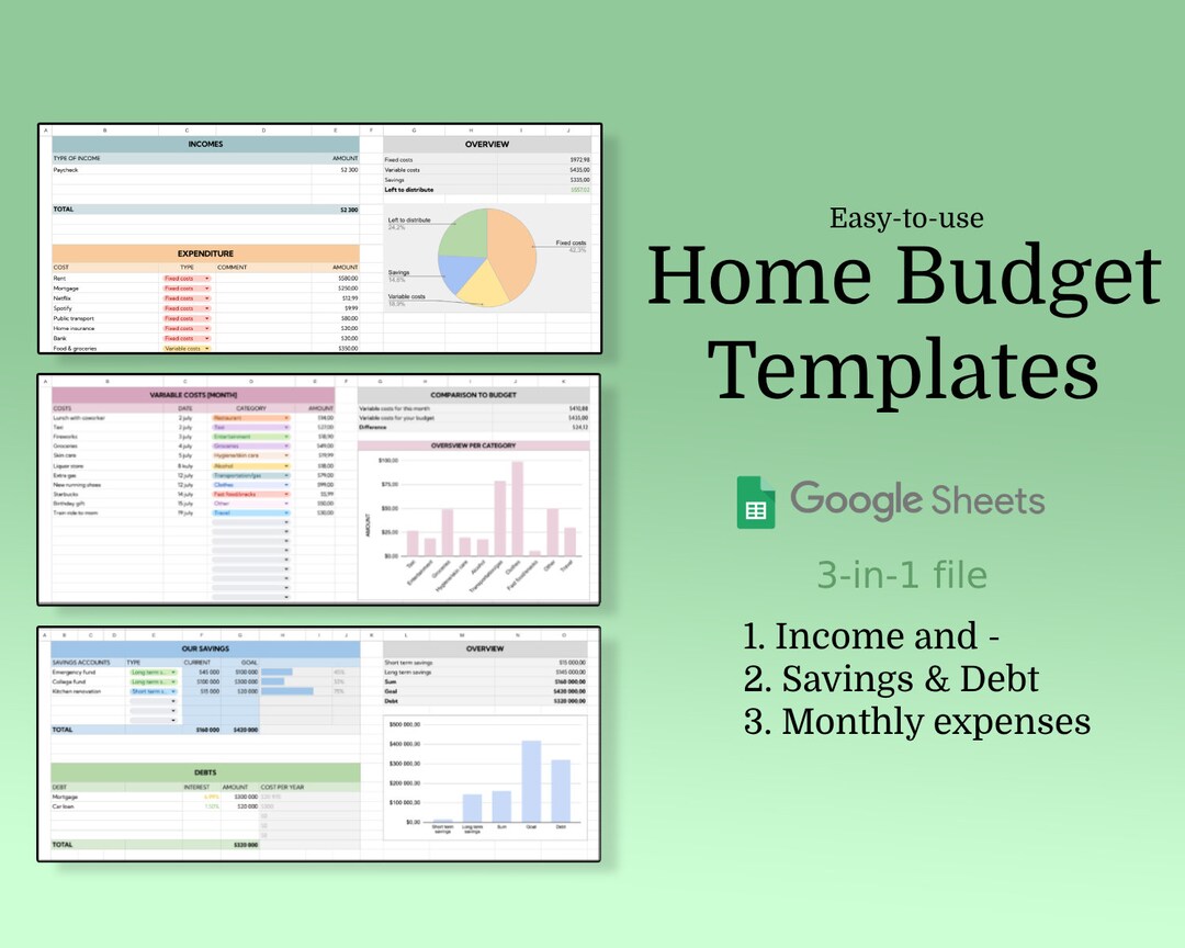 Simple Monthly Home Budget Template - Etsy