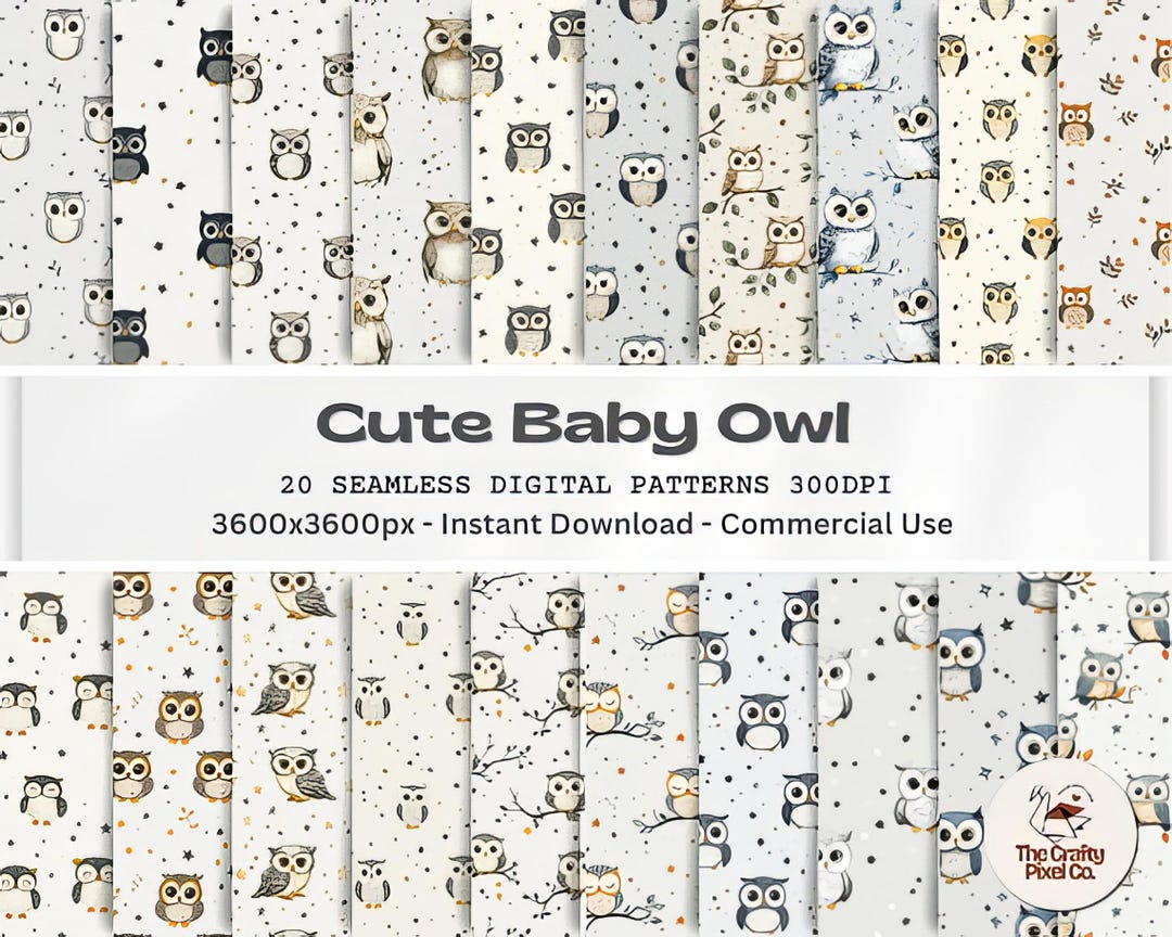 Cute Baby Owl Seamless Pattern Printable Paper Pack Baby Owl Pattern ...