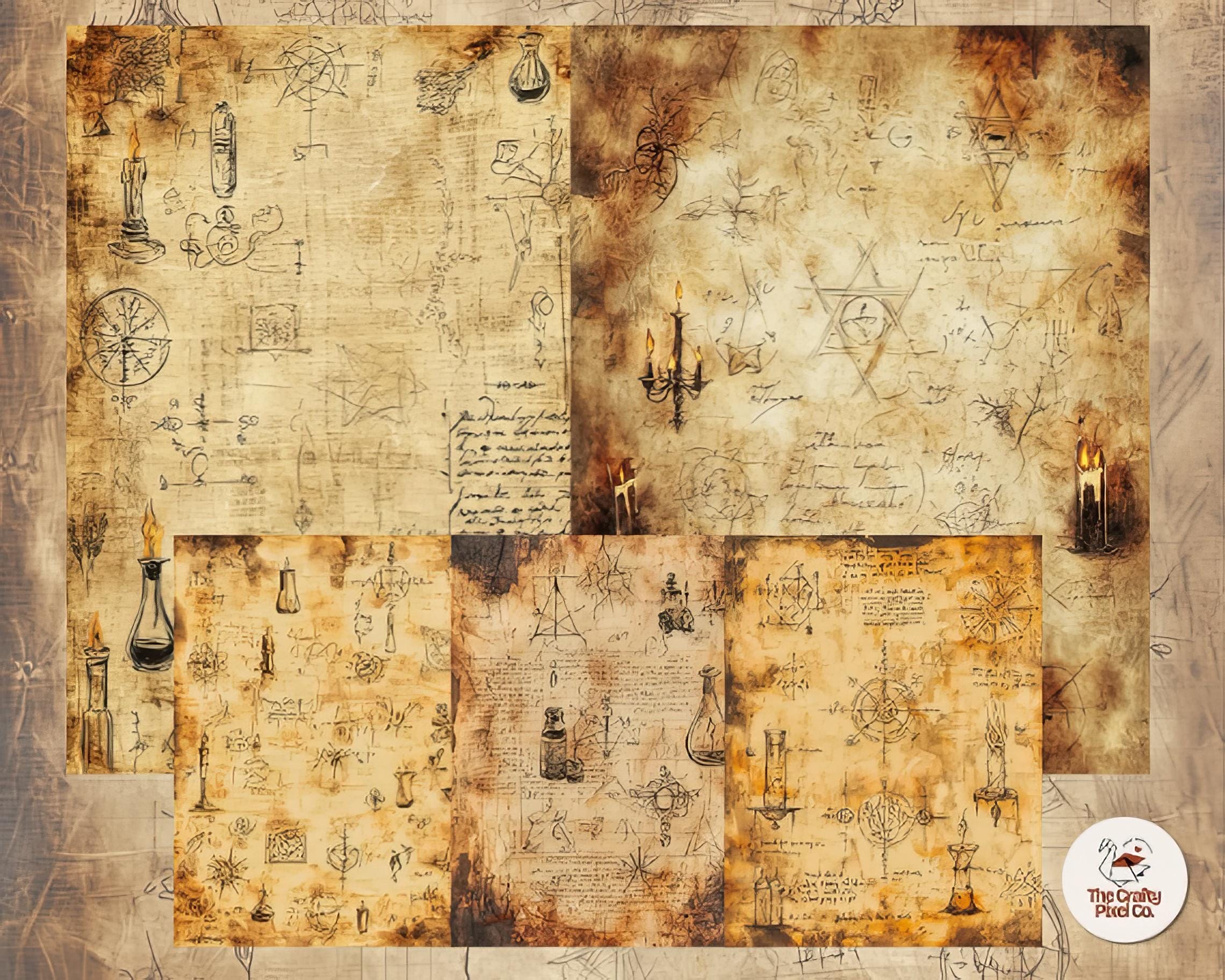 Spellbook Printable Paper Pack Spell Book Junk Journal Scrapbook Paper ...