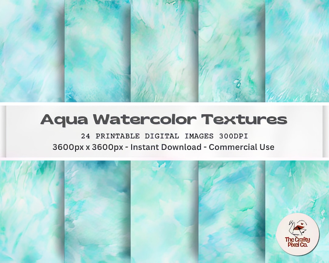 Aqua Watercolor Printable Paper Pack Aqua Textured Papers Watercolor ...